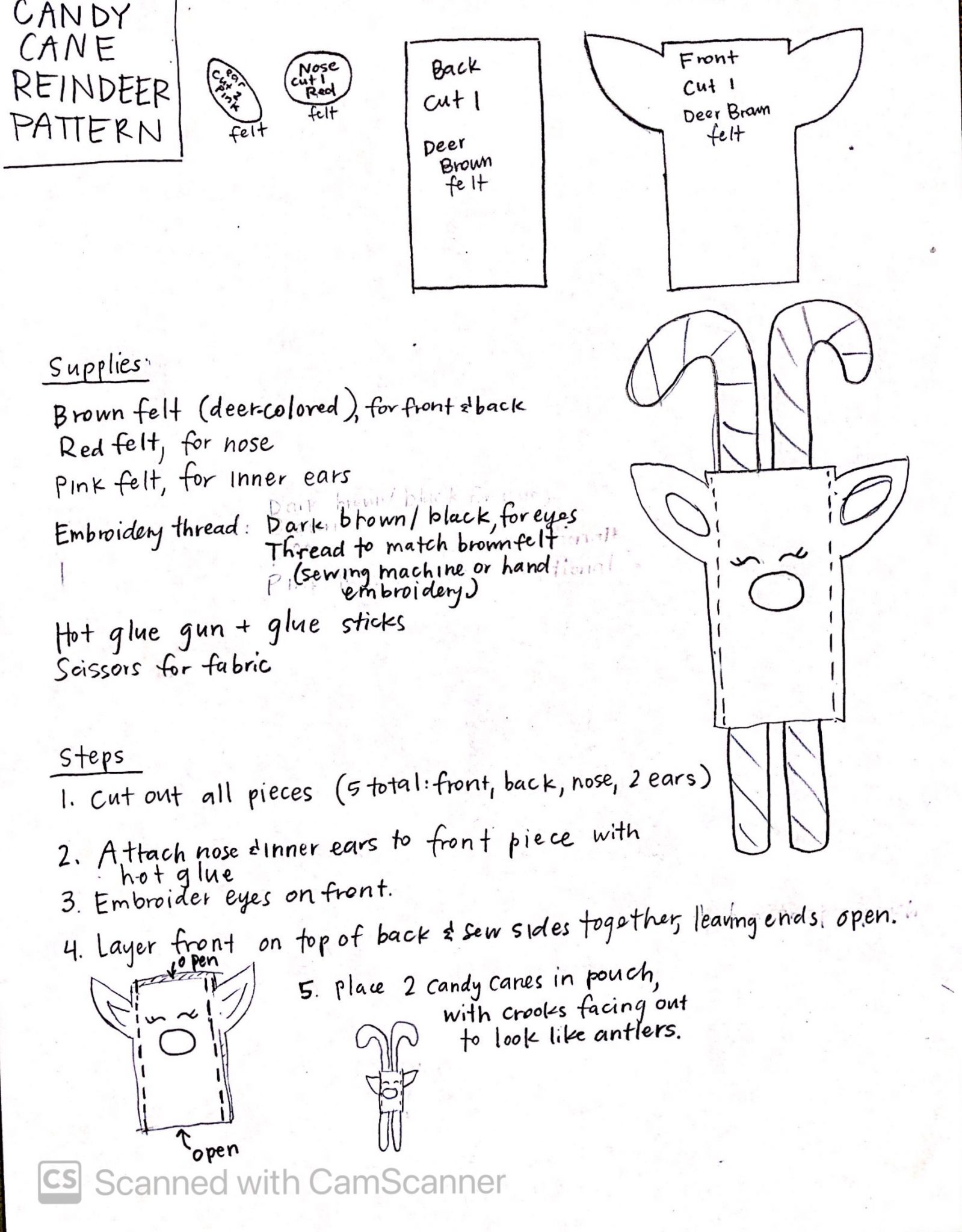 Candy Cane Reindeer Pattern